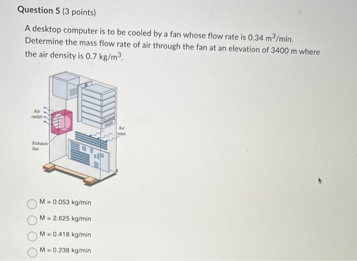 Solved A desktop computer is to be cooled by a fan whose | Chegg.com