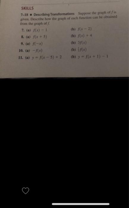Solved SKILLS 7-18 - Describing Transformations Suppose the | Chegg.com
