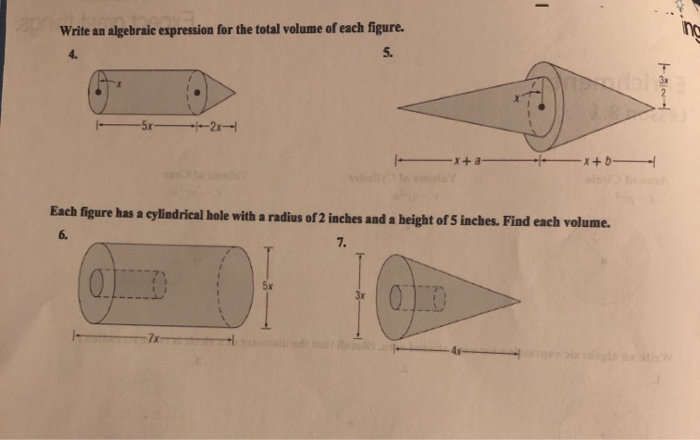 Solved Write an algebraic expression for the total volume of | Chegg.com