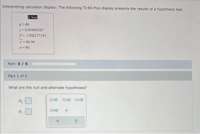 Interpreting calculator display: The following TI-84 | Chegg.com
