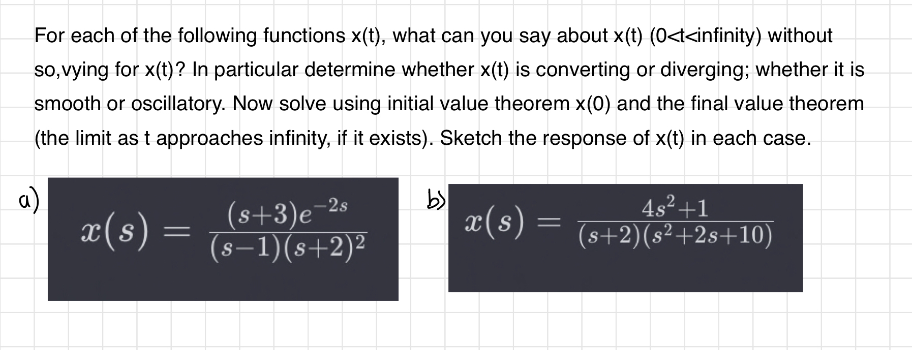 Solved For each of the following functions x(t), ﻿what can | Chegg.com