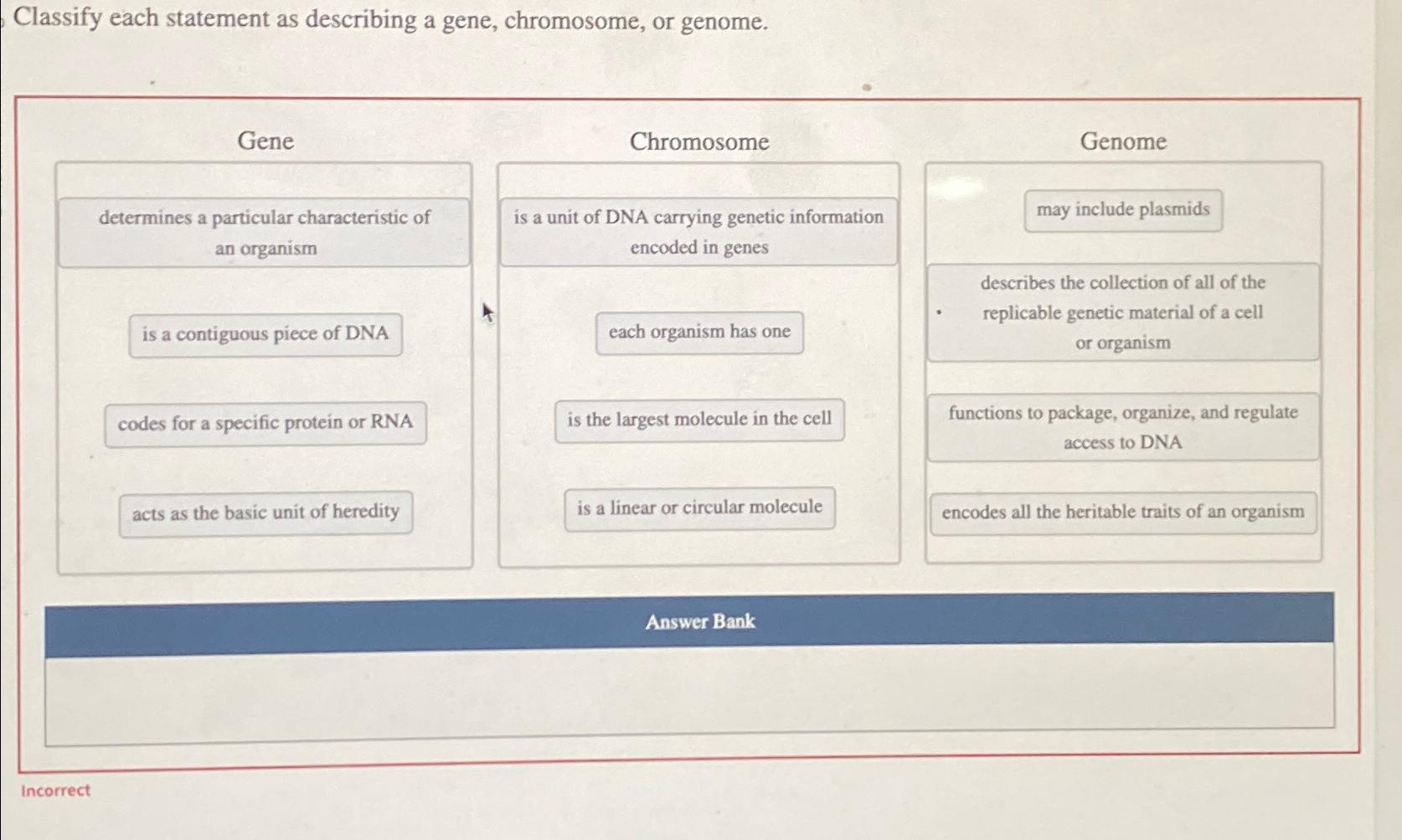 Solved Classify each statement as describing a gene, | Chegg.com