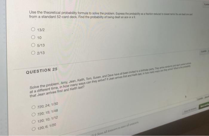 Solved Use the theoretical probability formula to solve the | Chegg.com