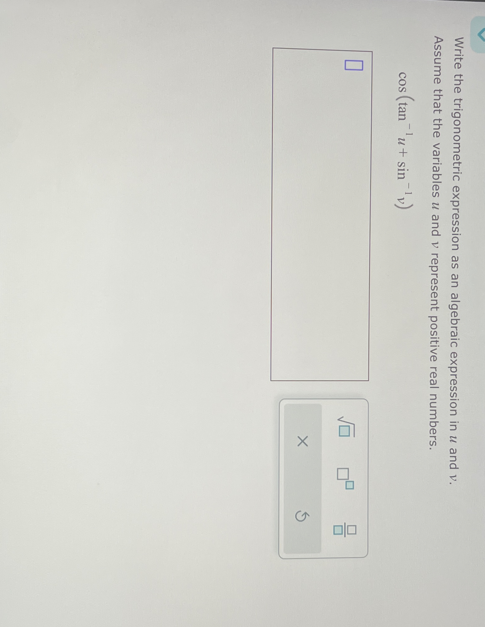 Solved Write the trigonometric expression as an algebraic | Chegg.com