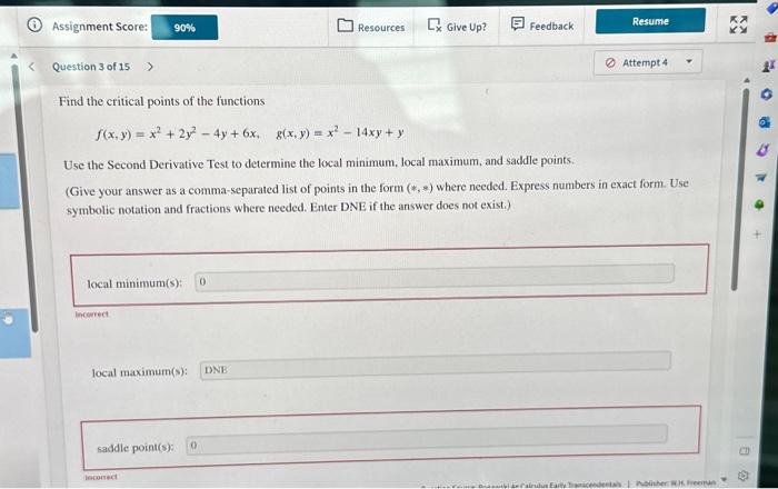 Solved Find the critical points of the functions | Chegg.com