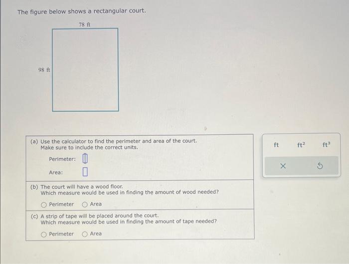 Solved The figure below shows a rectangular court. (a) Use | Chegg.com