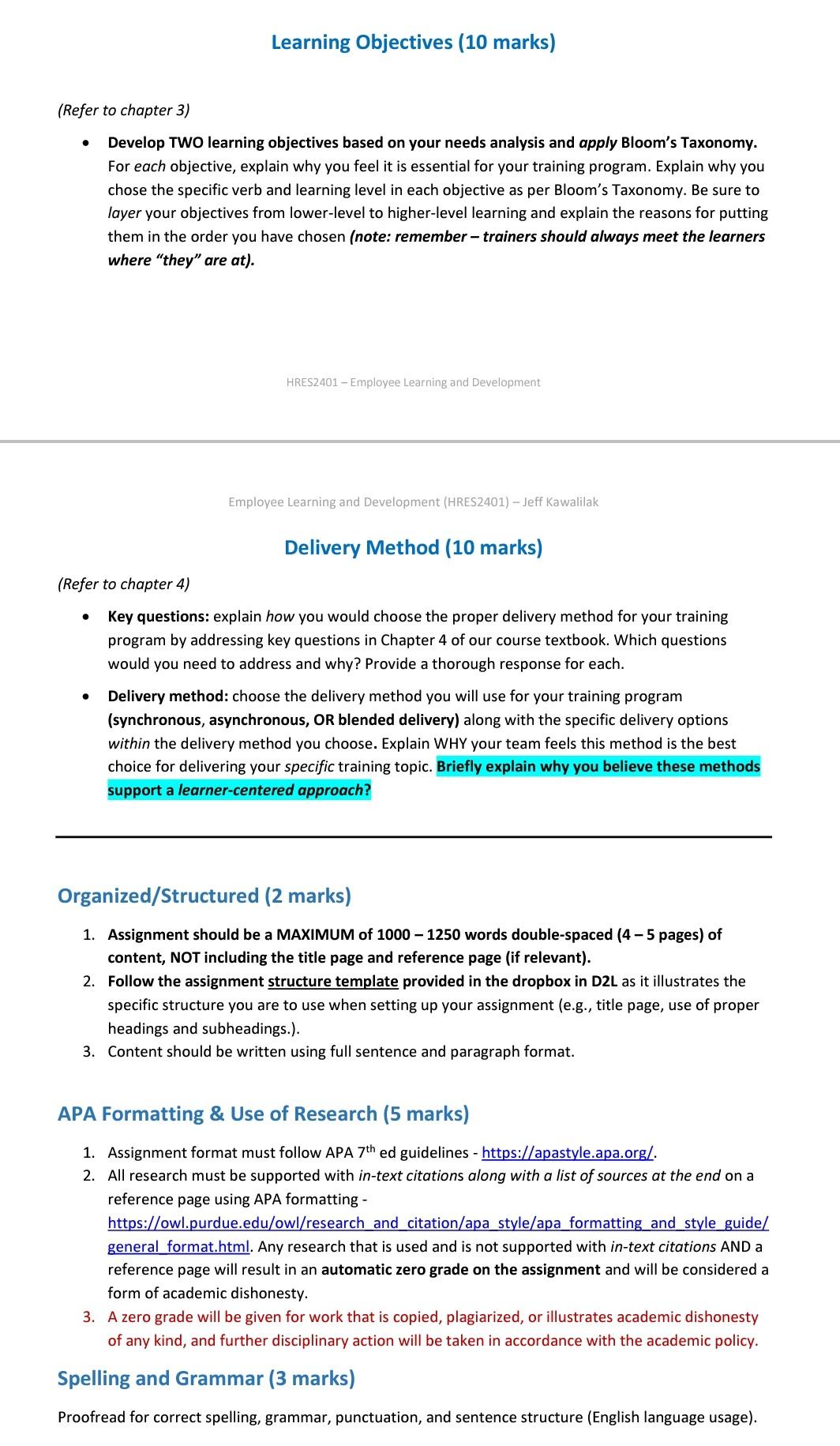ASSIGNMENT INSTRUCTIONS Imagine you are a Training | Chegg.com