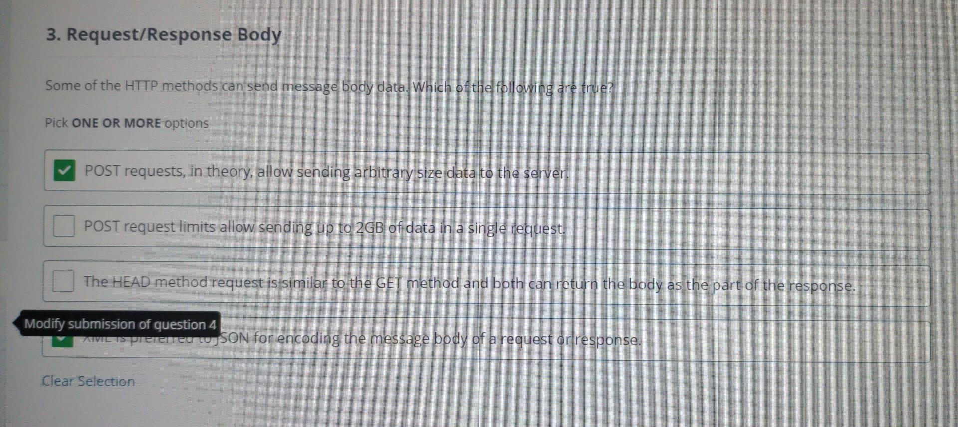 Solved 3. Request/Response Body Some of the HTTP methods can | Chegg.com
