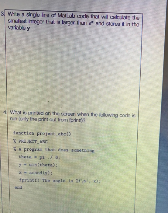 Solved 3. Write a single line of Matlab code that will | Chegg.com
