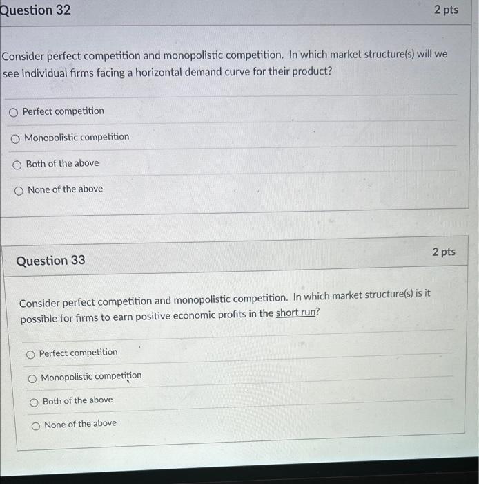 Solved Consider perfect competition and monopolistic | Chegg.com