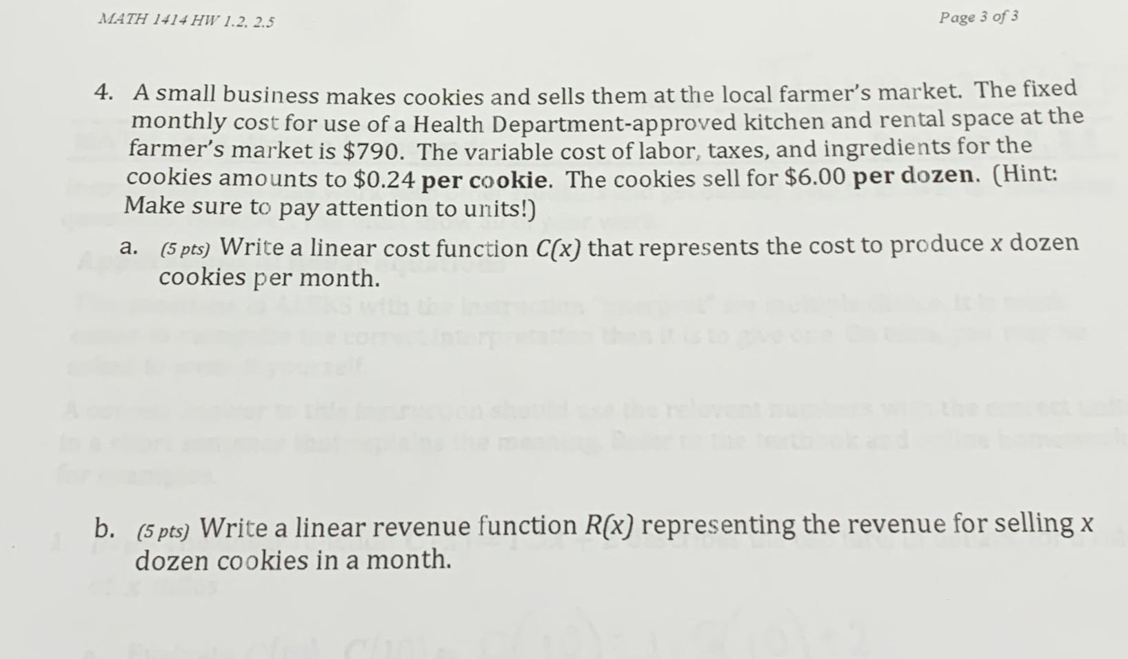 Solved MATH 1414 ﻿HW 1.2. 2.5Page 3 ﻿of 34. ﻿A small | Chegg.com