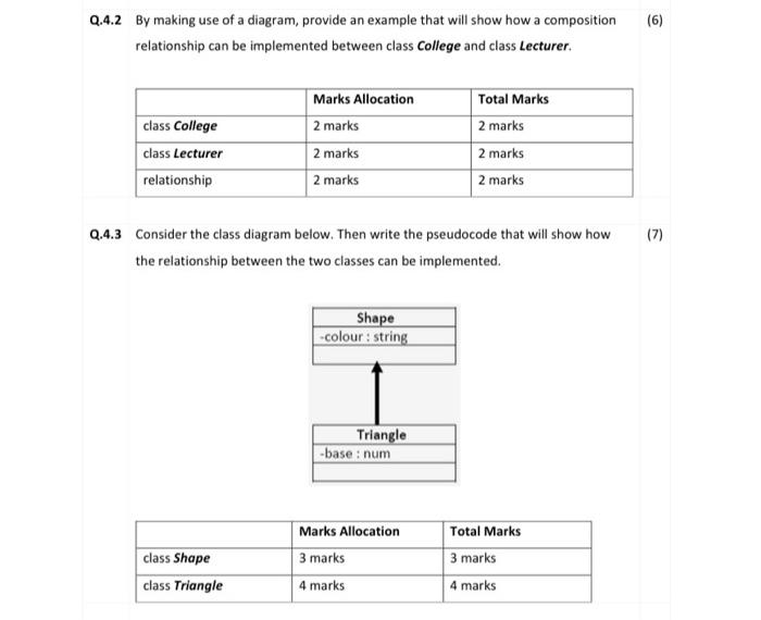 Solved (6) Q.4.2 By making use of a diagram, provide an | Chegg.com