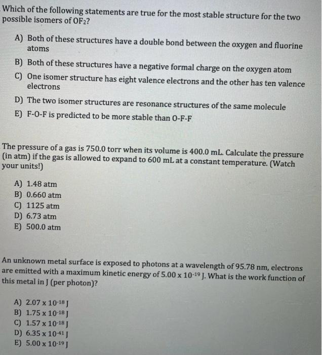 Solved Which of the following statements are true for the | Chegg.com