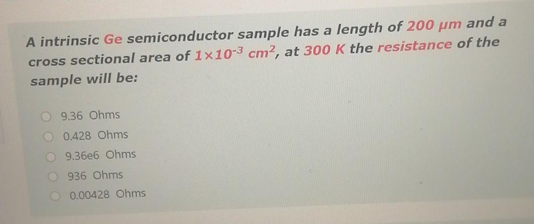Solved A intrinsic Ge semiconductor sample has a length of | Chegg.com