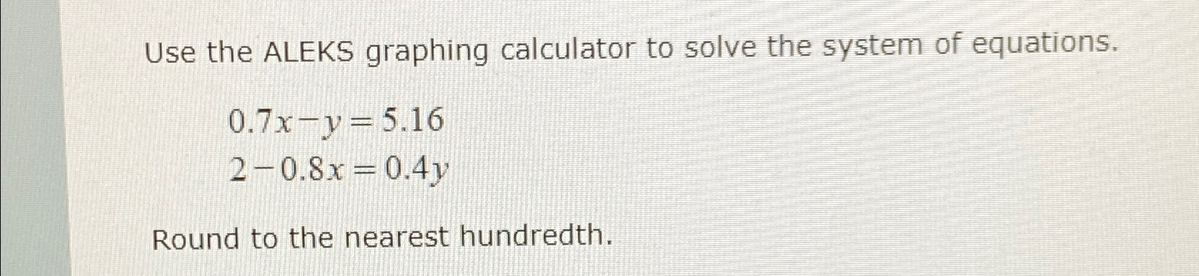 Solved Use the ALEKS graphing calculator to solve the system | Chegg.com