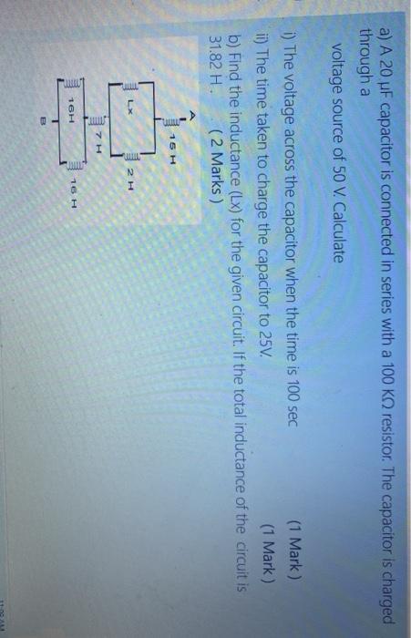Solved a) A 20 pF capacitor is connected in series with a | Chegg.com