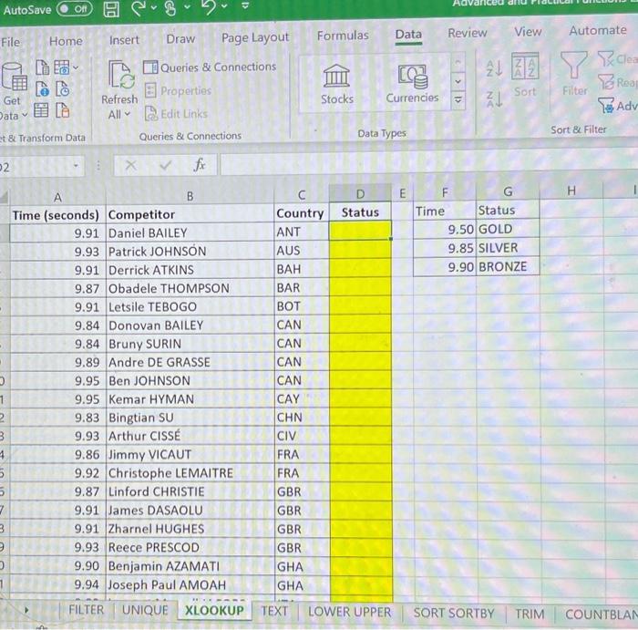 Solved Advanced and Practical Formulas Microsoft Excel | Chegg.com