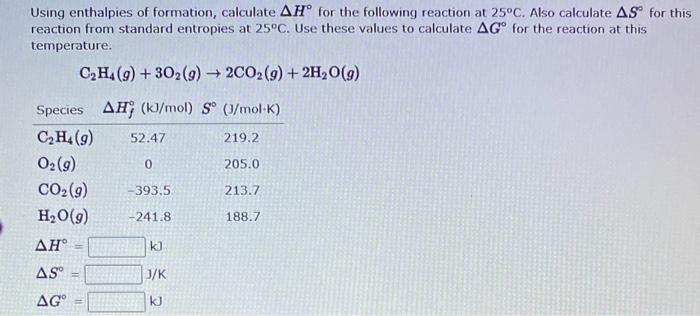 Solved Using enthalpies of formation, calculate ΔH∘ for the | Chegg.com