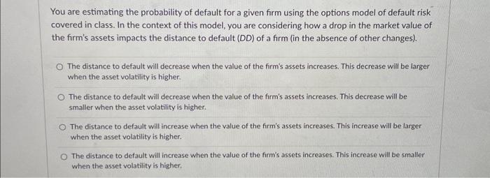 Solved You are estimating the probability of default for a | Chegg.com