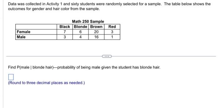 Solved Data was collected in Activity 1 and sixty students | Chegg.com