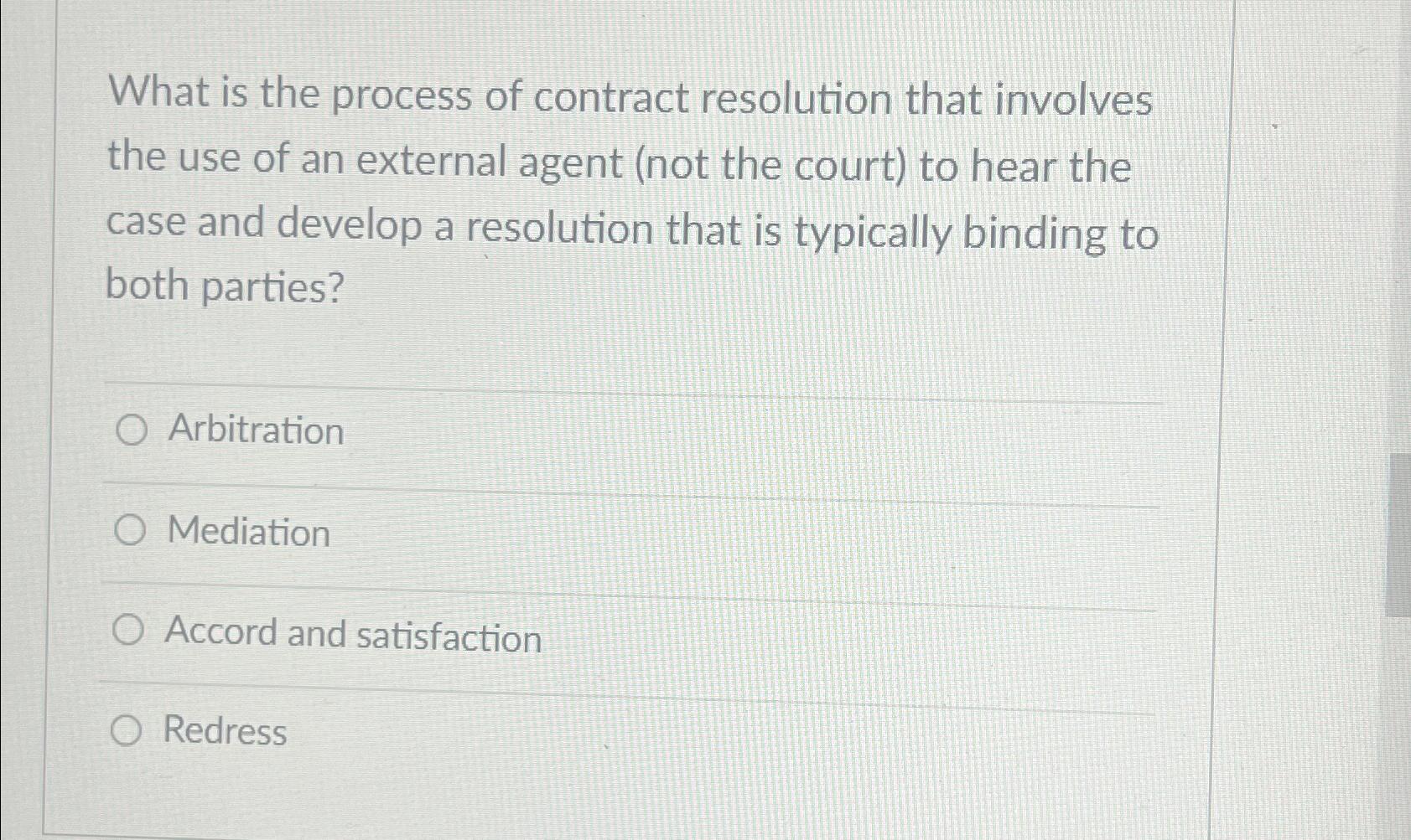 Solved What is the process of contract resolution that | Chegg.com