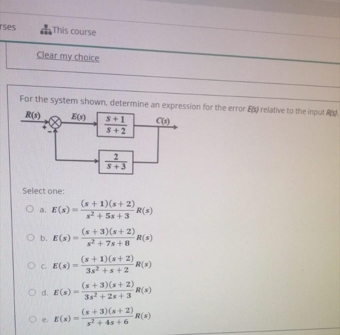 Solved rses dhe This course Clear my choice For the system | Chegg.com