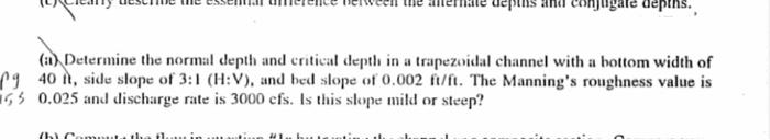 Solved (a) Determine the normal depth and critical depth in | Chegg.com
