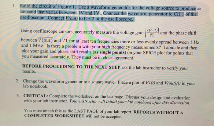 Solved 1. Build the circuit of Figure 1. Use a waveform | Chegg.com