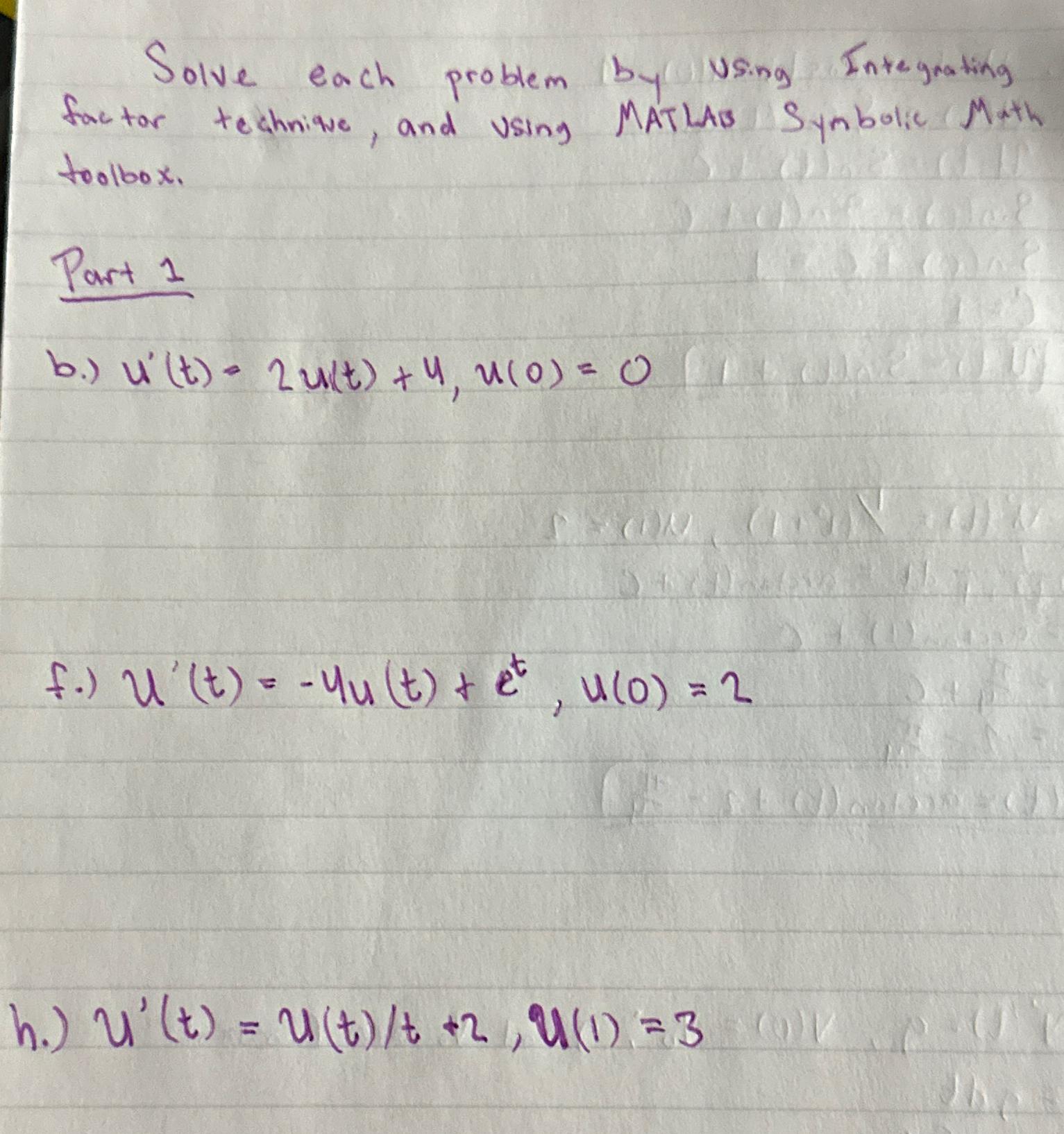 Solved Solve each problem by Using Integrating factor | Chegg.com Solved Solve each problem by Using Integrating factor | Chegg.com