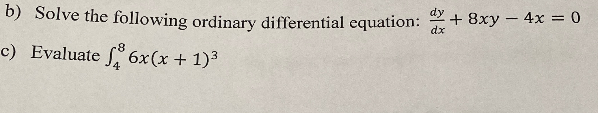 Solved B ﻿solve The Following Ordinary Differential
