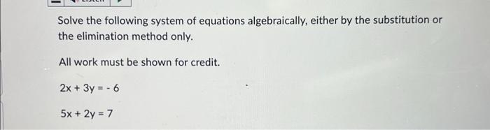 Solved Solve the following system of equations | Chegg.com