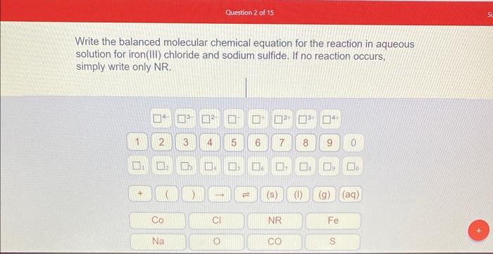 Solved Write the balanced molecular chemical equation for | Chegg.com