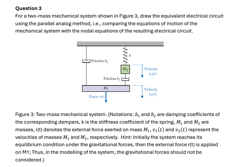 b1 ﻿and b2 ﻿are damping coefficients ofthe | Chegg.com