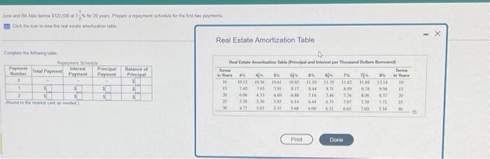Solved Real Estate Amortization Table 5849