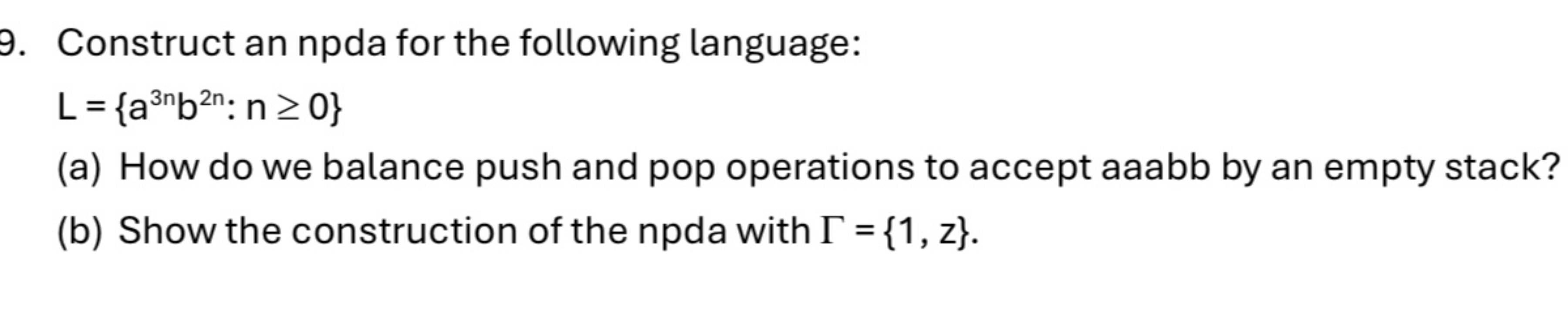 Solved Construct An Npda For The Following