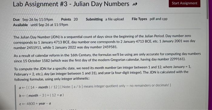 Solved The Julian Day Number (JDN) is a sequential count of | Chegg.com