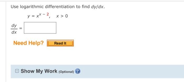 Solved Use logarithmic differentiation to find dy/dx. | Chegg.com