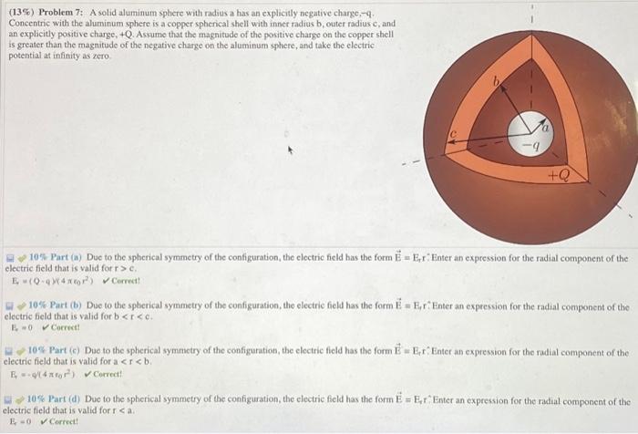 Solved (13\%) Problem 7: A solid aluminum sphere with radius | Chegg.com