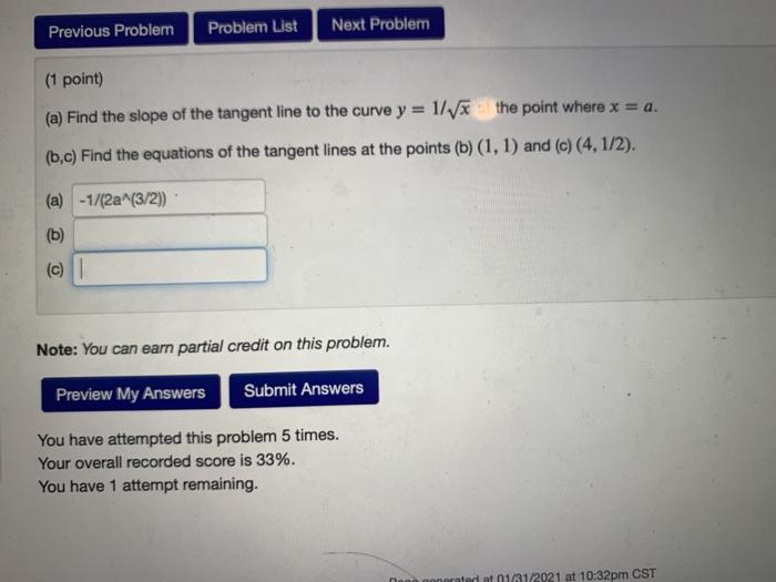 Solved Previous Problem Problem List Next Problem (1 point) | Chegg.com