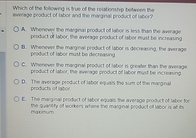 Solved Which of the following is true of the relationship | Chegg.com