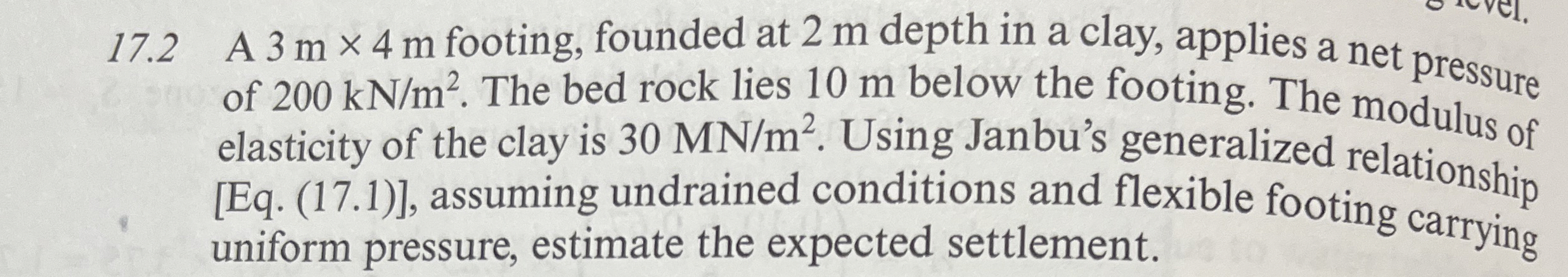 Solved 17.2 ﻿A 3m×4m ﻿footing, founded at 2 ﻿m depth in a | Chegg.com