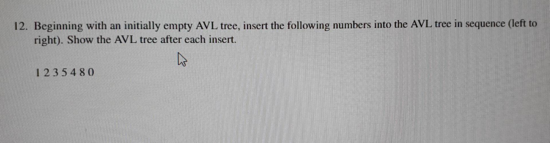Solved 12. Beginning with an initially empty AVL tree, | Chegg.com