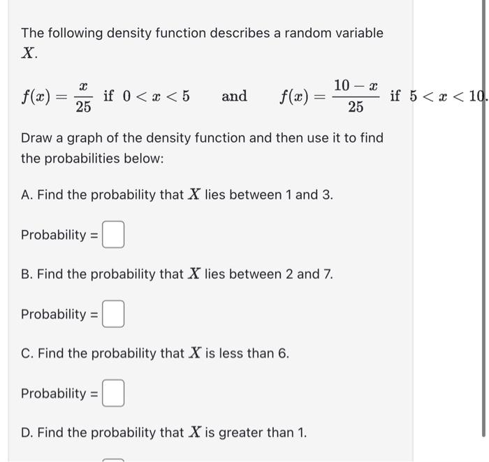 Solved The following density function describes a random | Chegg.com
