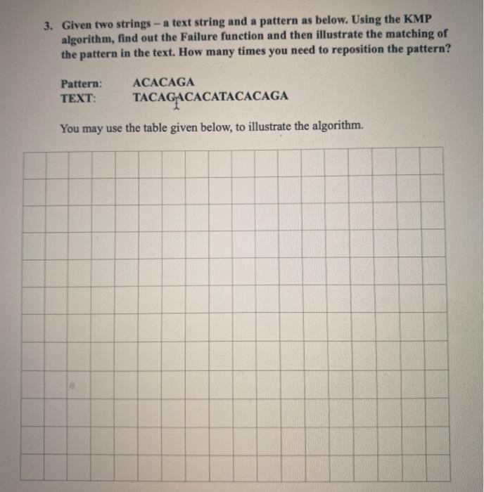 Solved 3 Given Two Strings A Text String And A Pattern As