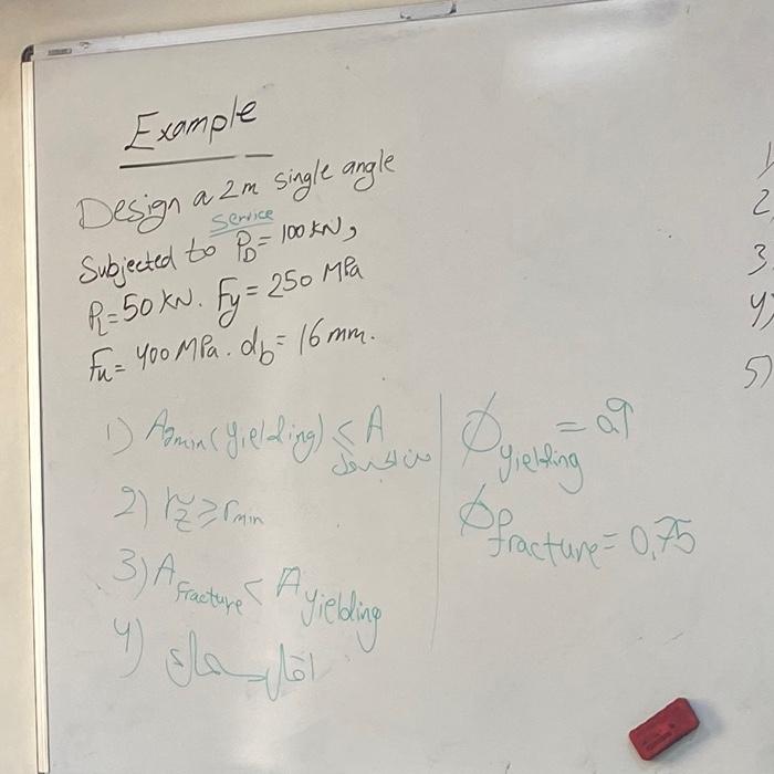 Solved Example Design a 2m single angle Subjected to | Chegg.com