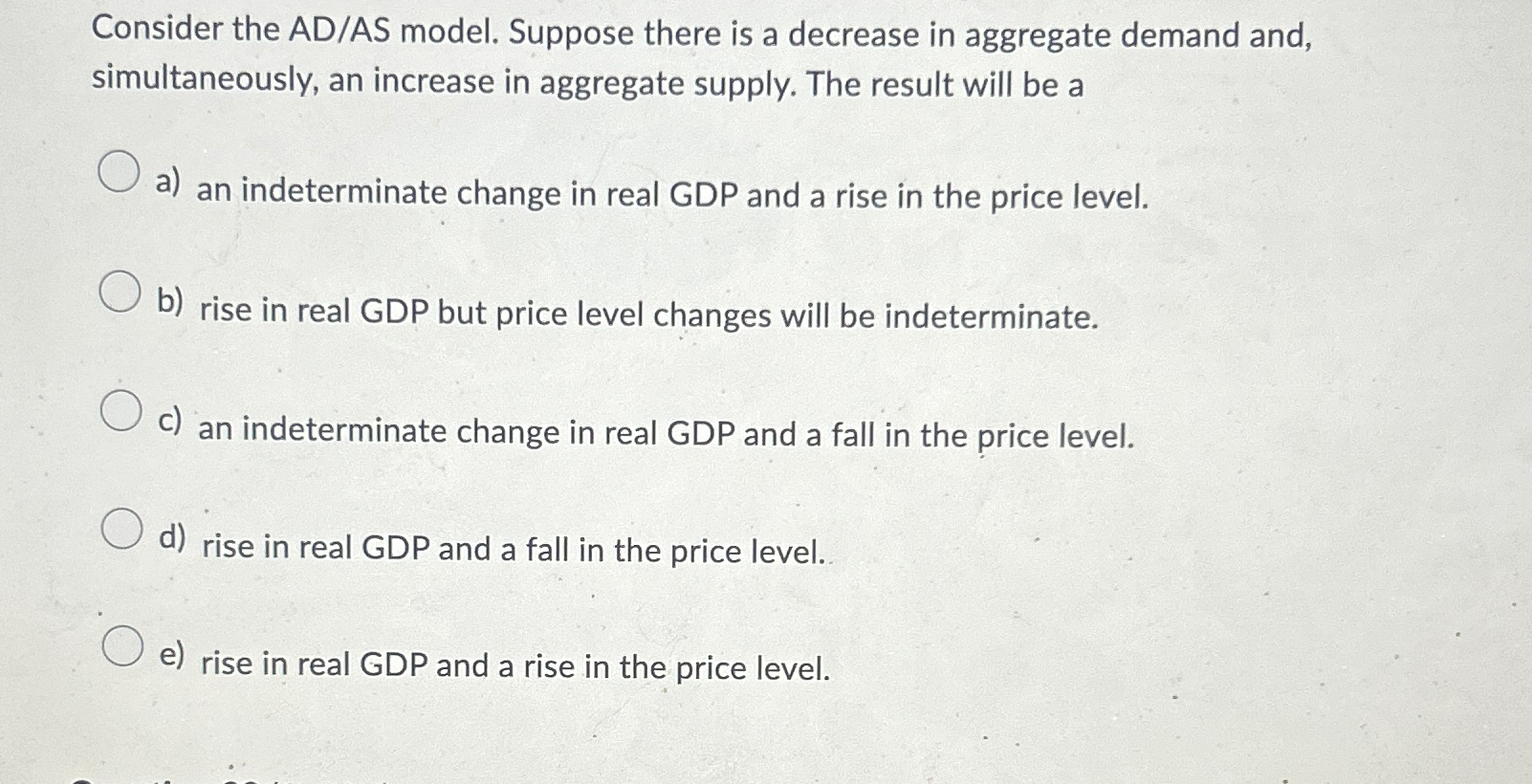 Solved Consider the AD/AS model. Suppose there is a decrease | Chegg.com