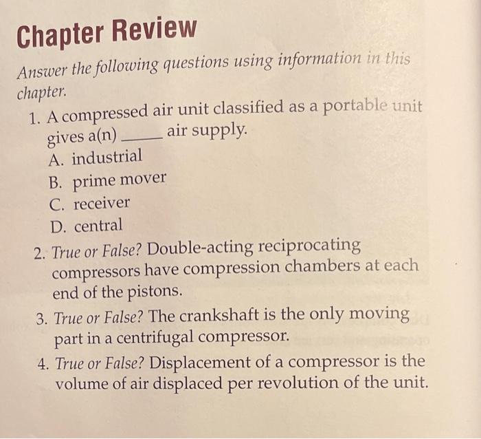 Solved Chapter Review Answer the following questions using | Chegg.com
