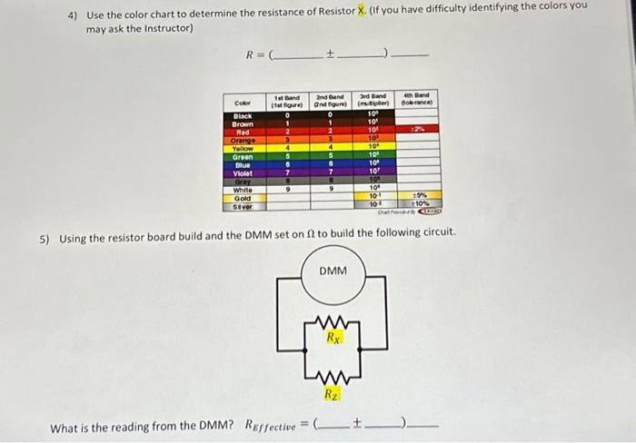 Solved 4) Use the color chart to determine the resistance of | Chegg.com