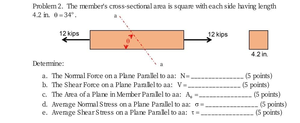 Solved Problem 2. The member's cross-sectional area is | Chegg.com