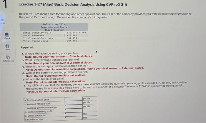 Solved Exercise 3-27 (Algo) Basic Decision Analysis Using | Chegg.com